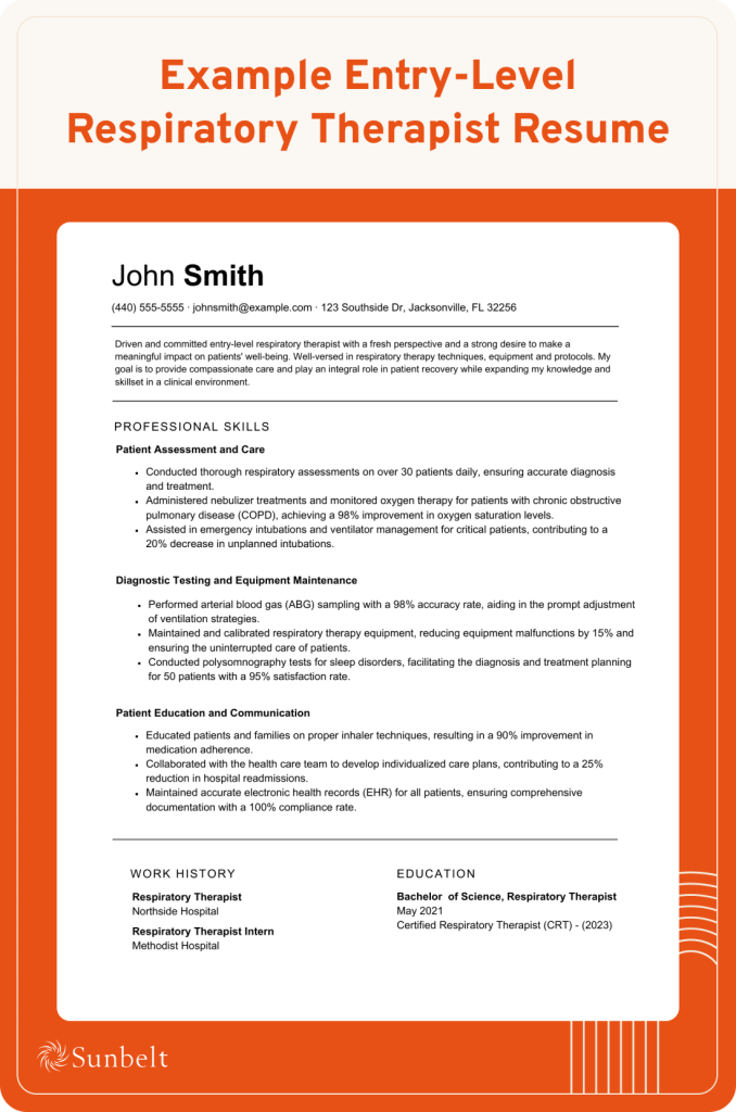 Respiratory Therapist Resume Examples & Tips for 2024 - Sunbelt Staffing