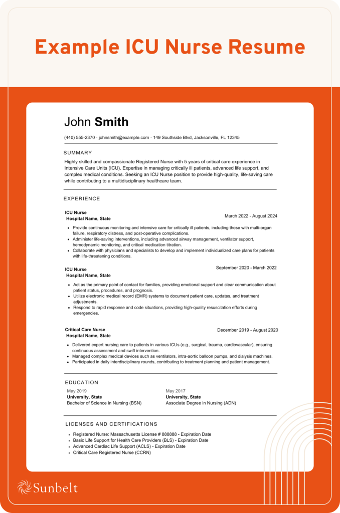 ICU Nurse Resume Guide | Sunbelt Staffing