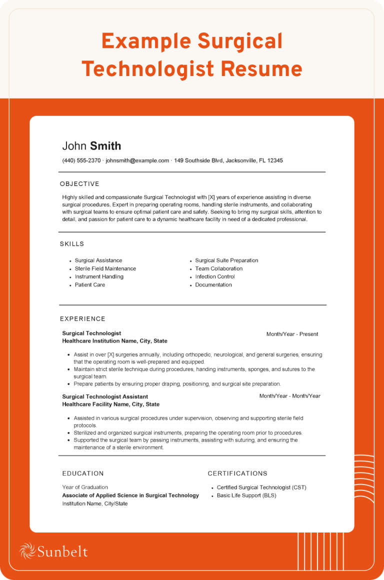 Surgical Technologist Resume Guide | Sunbelt Staffing