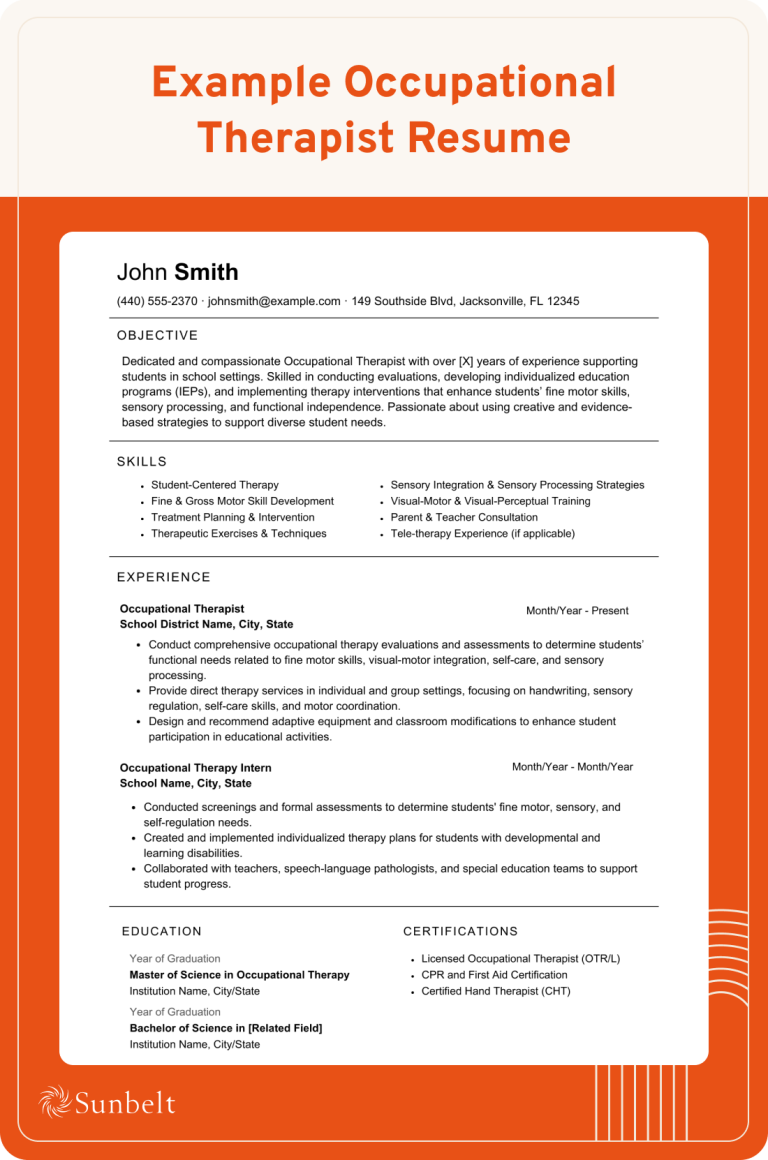 Occupational Therapist Resume Guide | Sunbelt Staffing