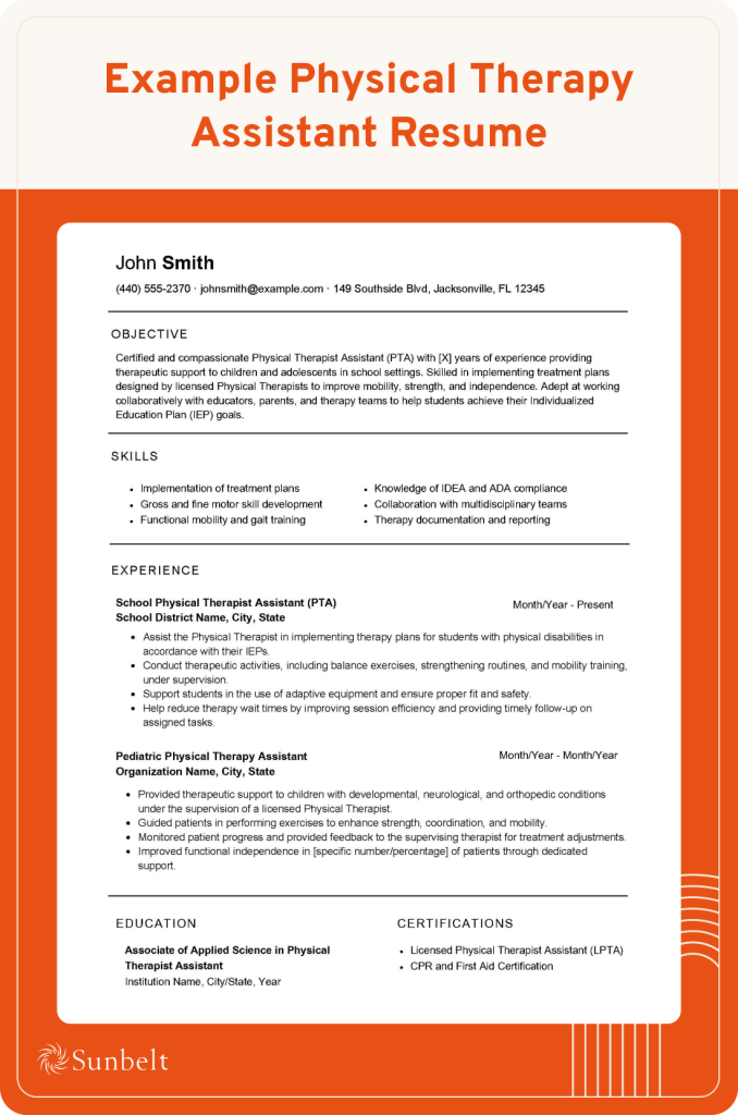 Physical Therapy Assistant Resume Guide | Sunbelt Staffing